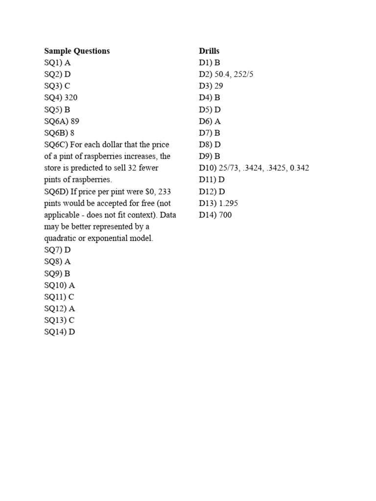 MATH D3 Answer Key | PDF