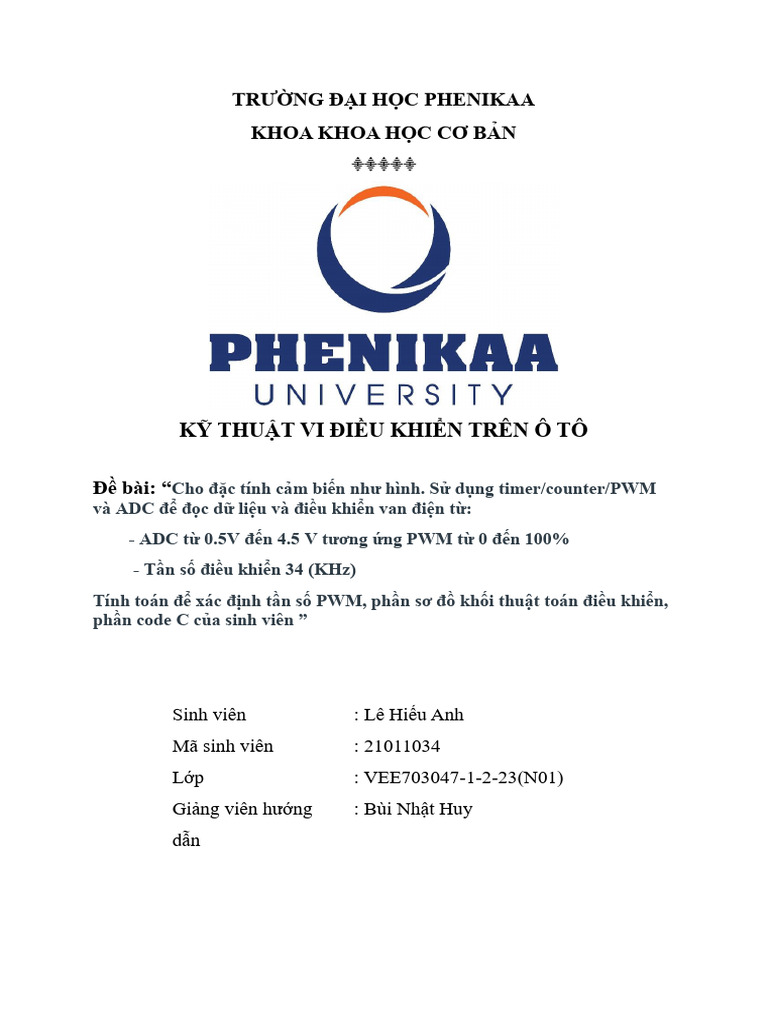 Vi Điều Khiển Le Hieu Anh 21011034 | PDF