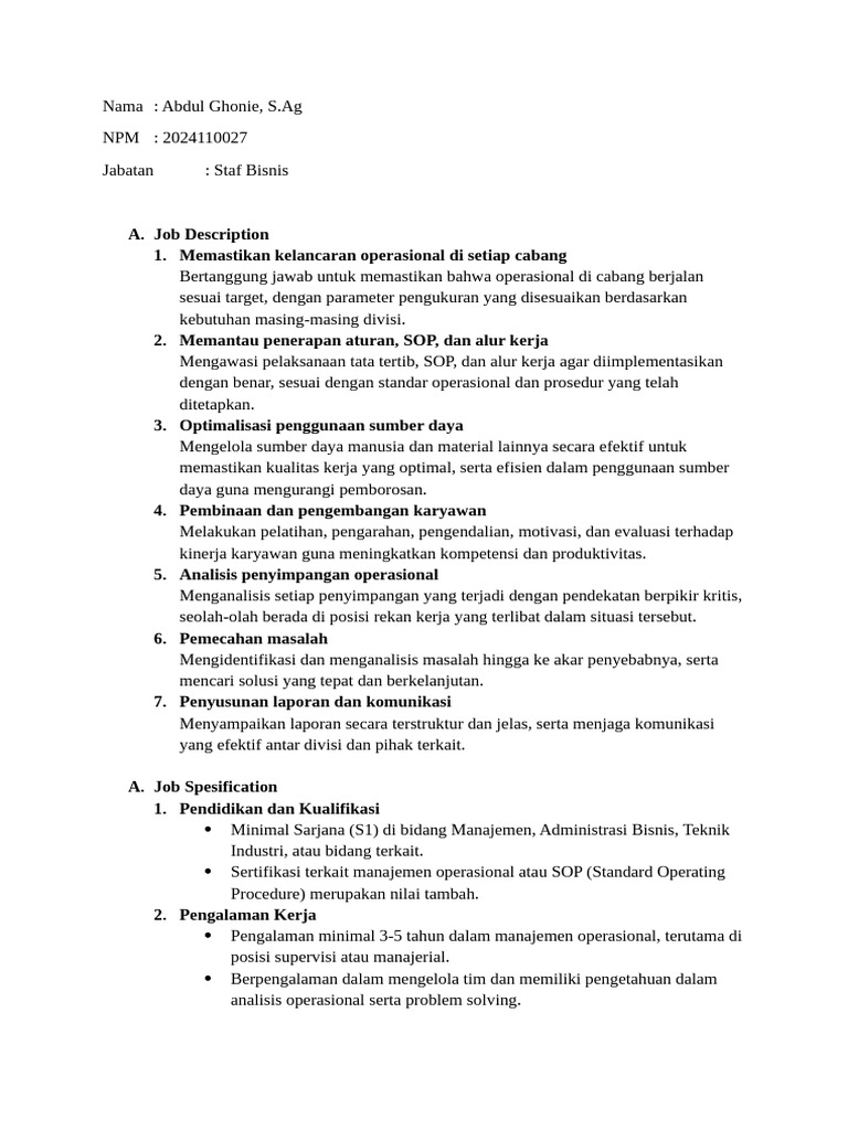 Tugas Manajemen SDM - Abdul Ghonie | PDF