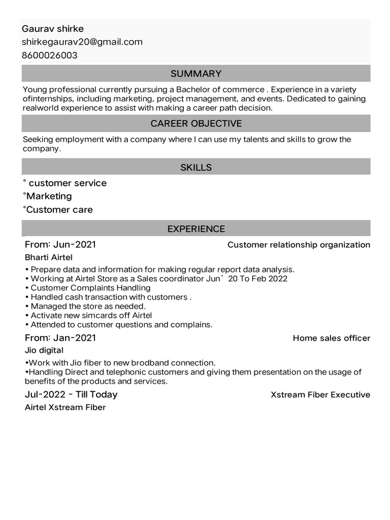 Resume Gaurav Shirke Format7 Compressed | PDF