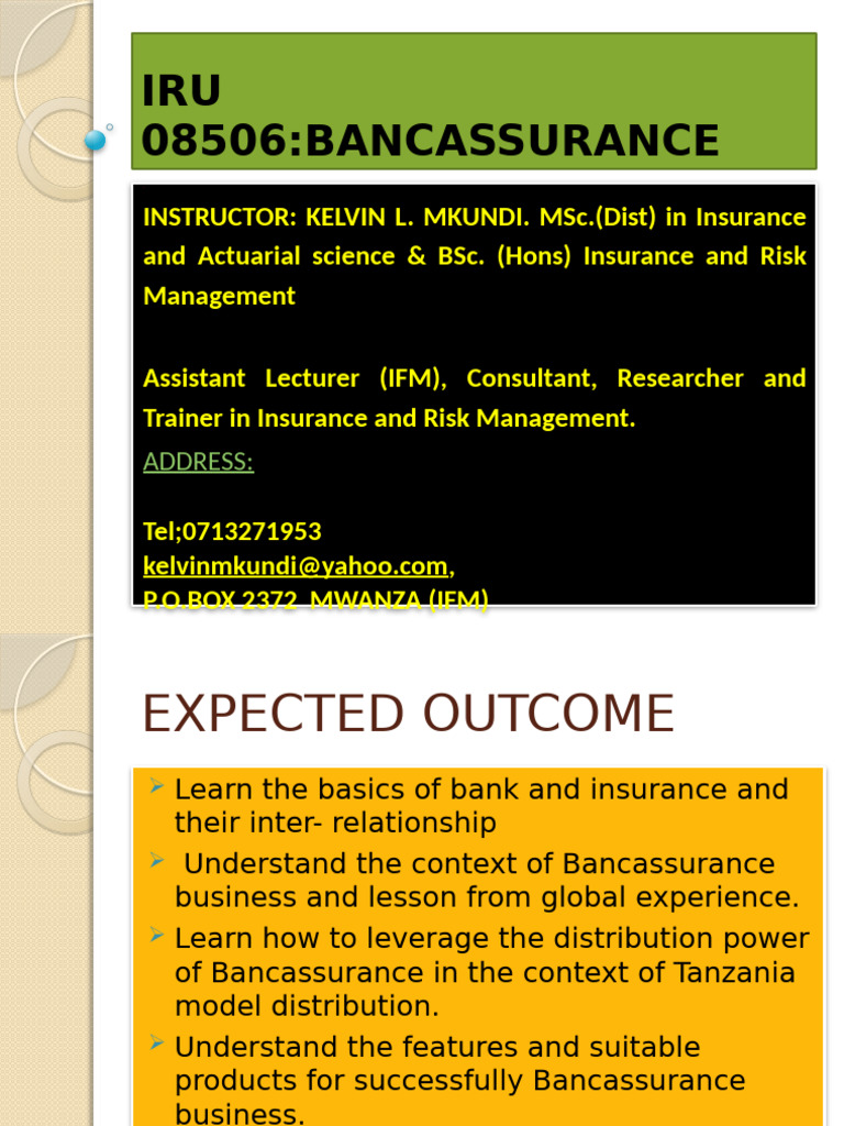 IRU 08506:bancassurance: Address | PDF