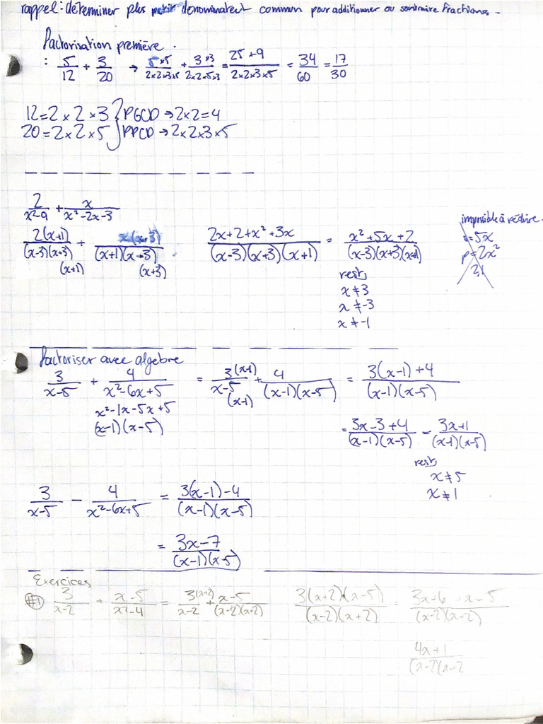 Addition Et Soustraction D'expressions Rationnelles | PDF