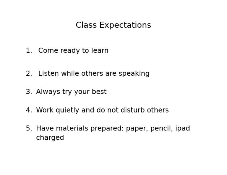 Class Expectations | PDF