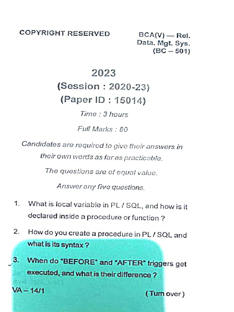 5th Sem 2020-23 PYQ | PDF