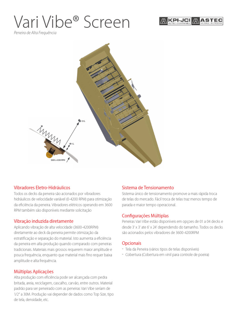 Peneira Alta Frequencia Vari Vibe Spec Sheet | PDF