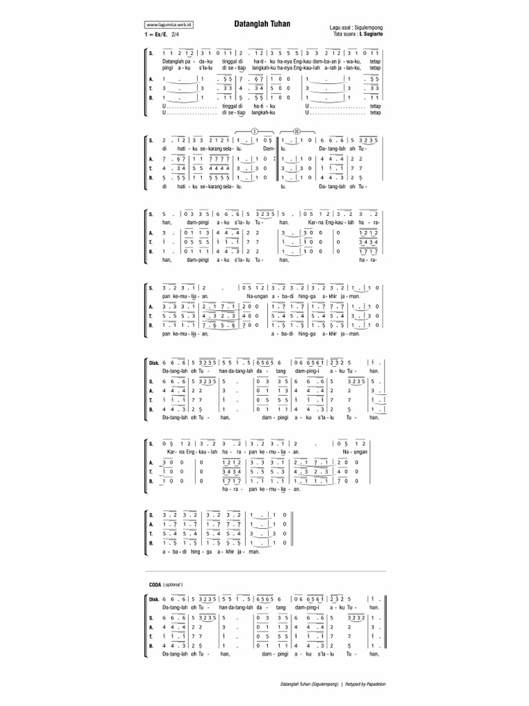 Datanglah Tuhan | PDF