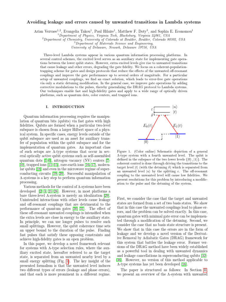 Avoiding Leakage and Errors Caused by Unwanted Transitions in Lambda Systems | PDF