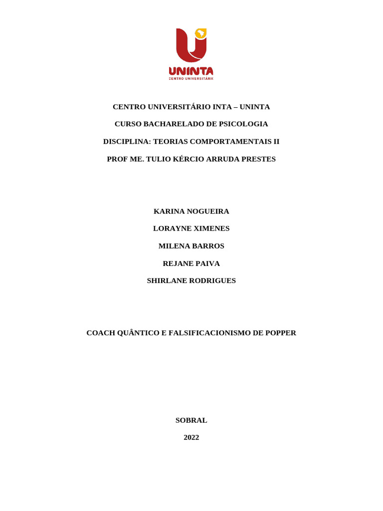 Coaching Quântico e o Falsiocionsmo de Popper | PDF