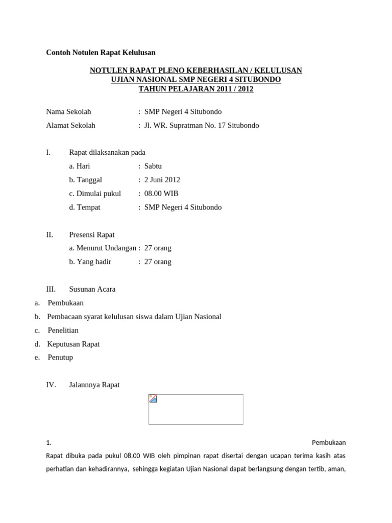 Contoh Notulen Rapat Kelulusan | PDF