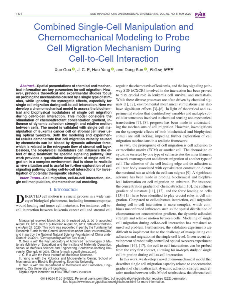 Combined Single-Cell Manipulation and Chemomechanical Modeling To Probe ...