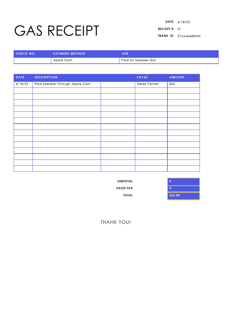 Gas Receipt 2023 | PDF