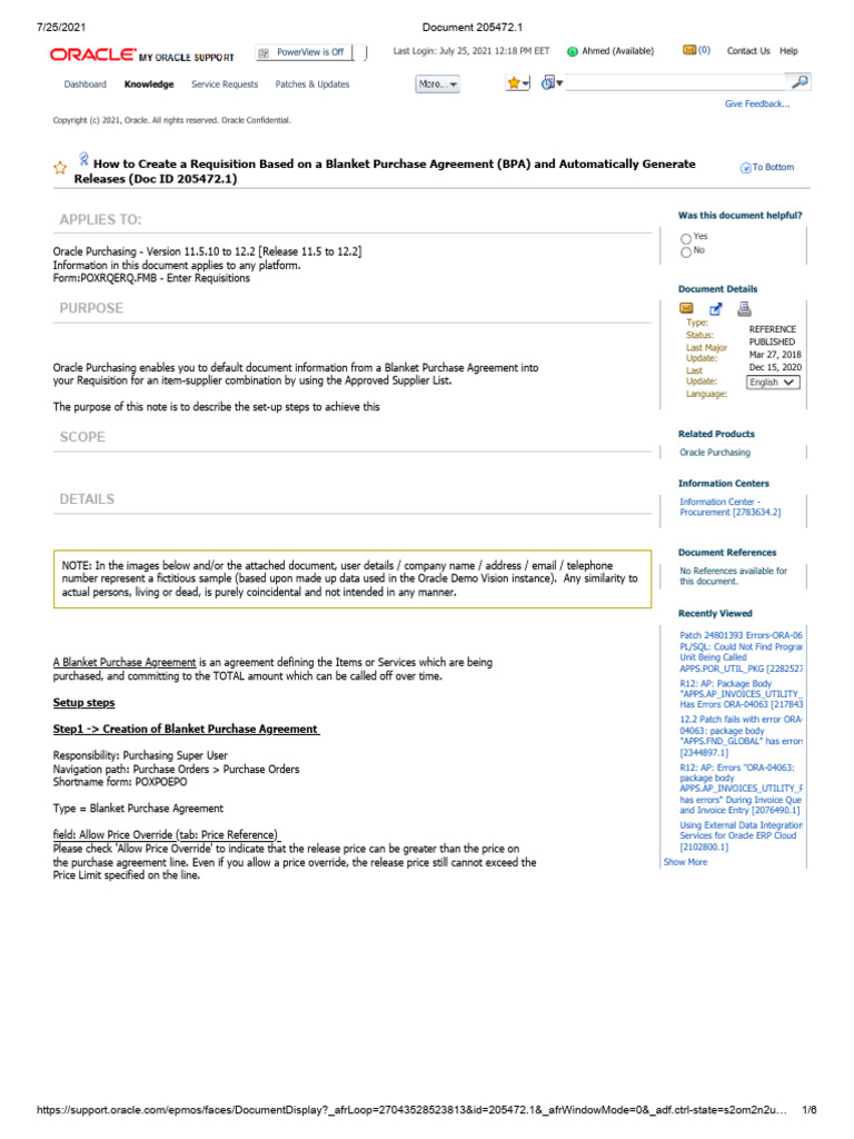 How To Create A Requisition Based On A Blanket Purchase Agreement (BPA ...