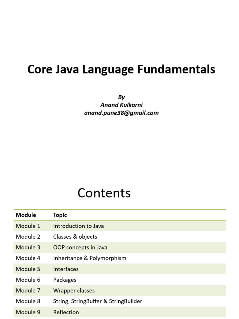 CoreJava Language Fundamentals v1 | PDF