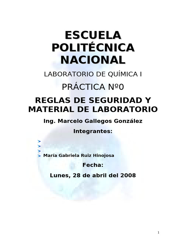 Informe 0 Reglas de Seguridad y Material de Laboratorio | PDF ...