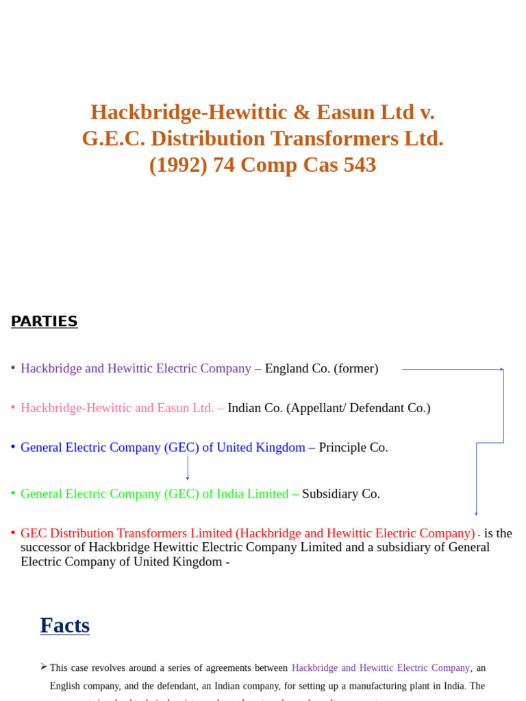 Hackbridge-Hewittic Easun LTD V GEC CASE PRESTN | PDF