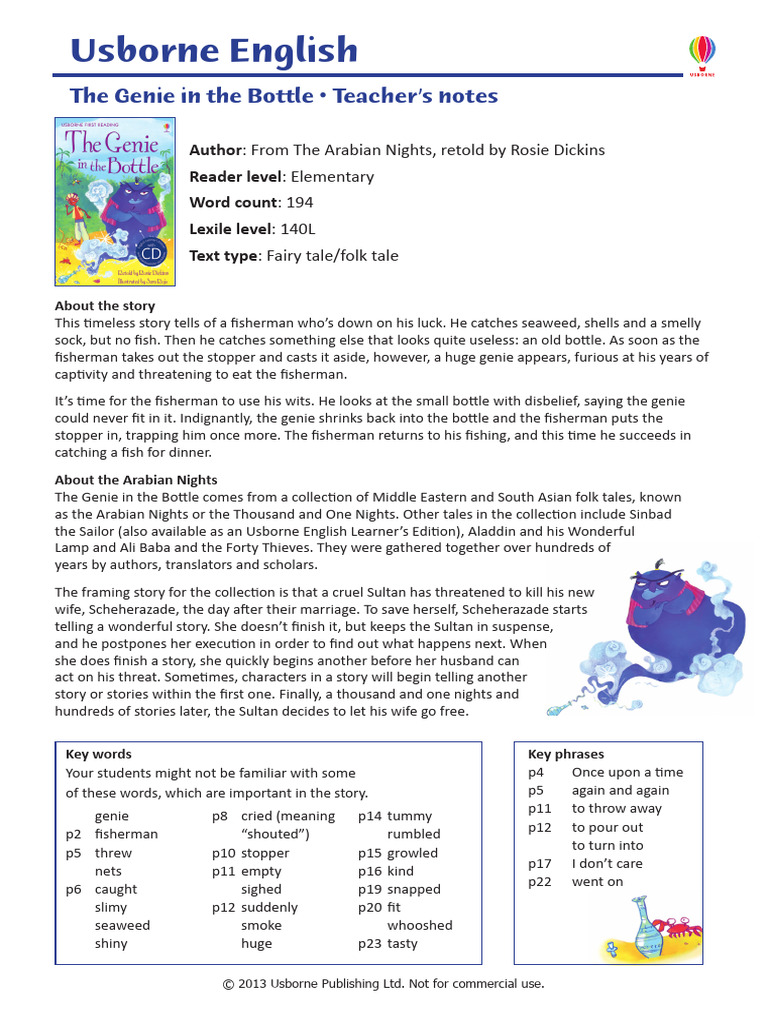 Genie in Bottle Teachers Notes | PDF