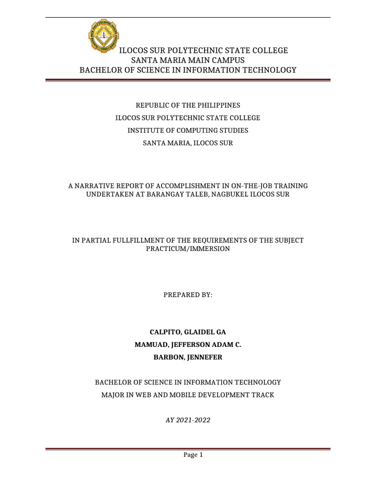 Narrative Report - Uip | PDF