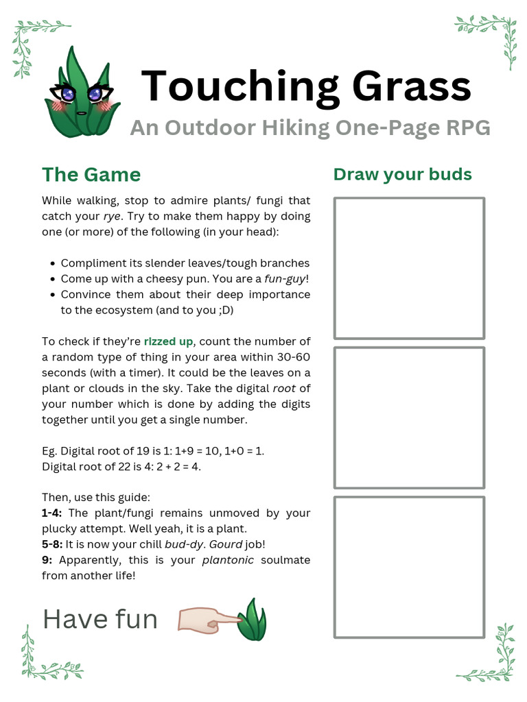 Touching Grass: Go Out Side | PDF