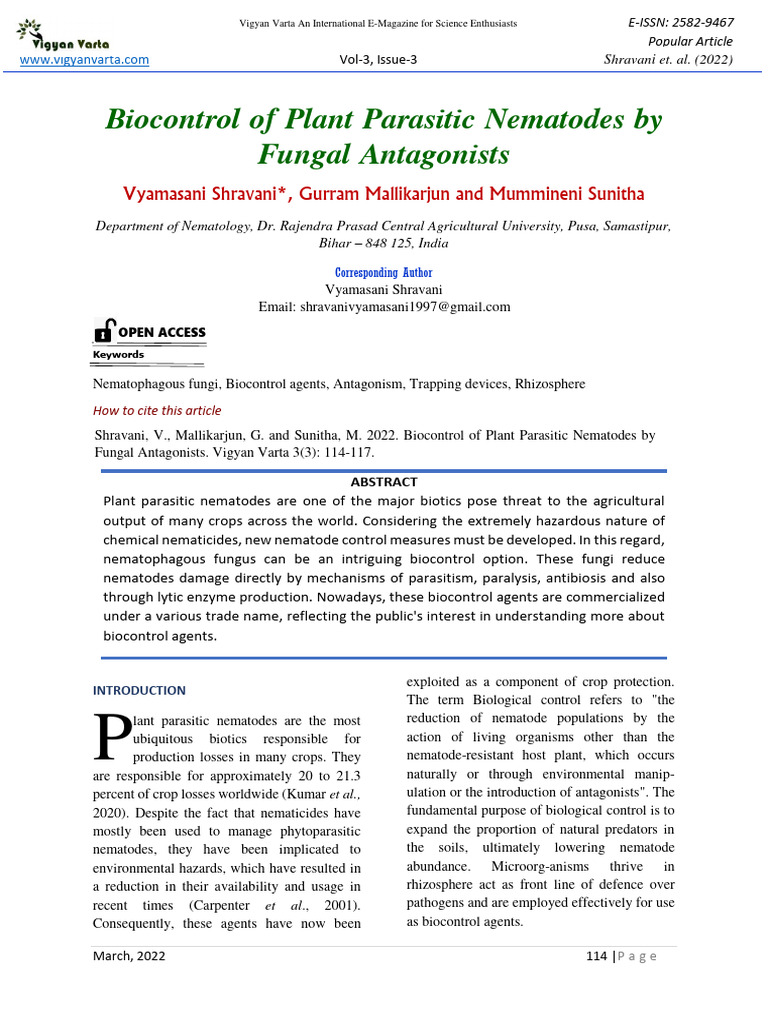 Biocontrol of Plant Parasitic Nematodes | PDF