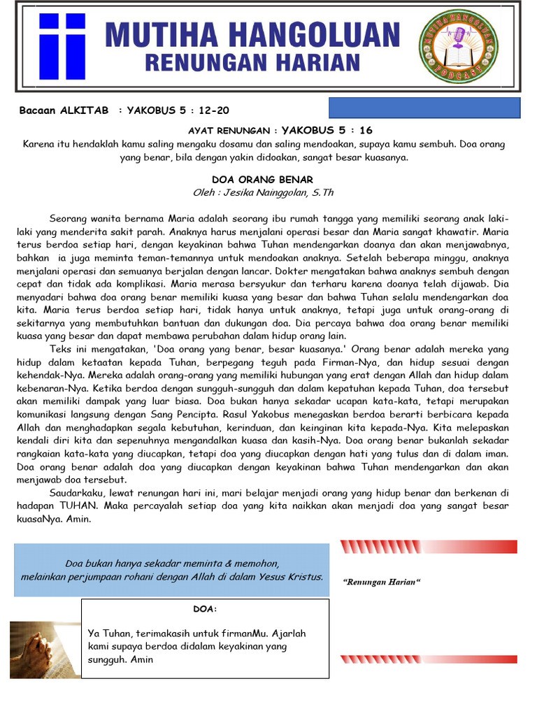 Doa Orang Benar | PDF