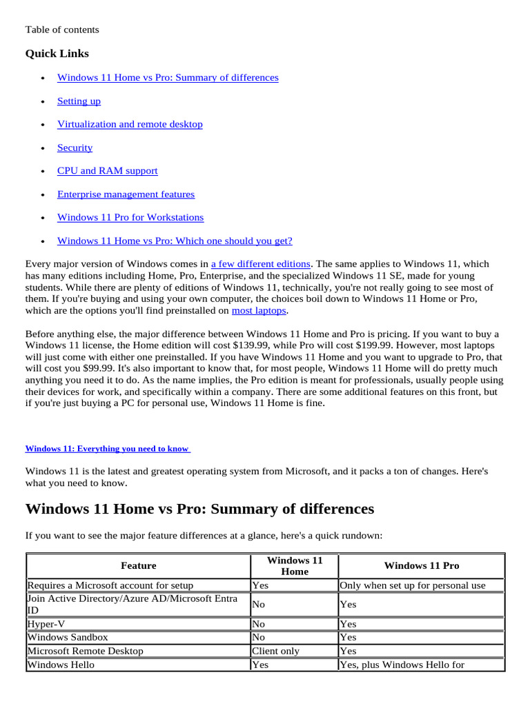 Windows 11 Home vs Pro: Key Differences | PDF | Hyper V | Microsoft Windows