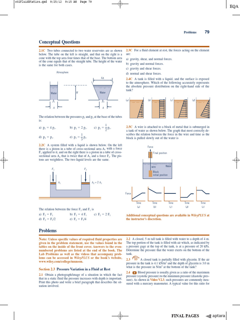 Chapter 2-Fluid Statics-Problem Set | PDF