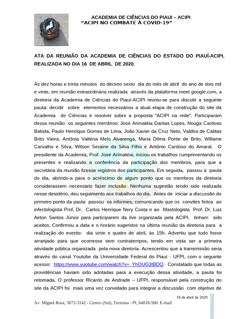 Ata Da Terceira Reunião 16.04 | PDF