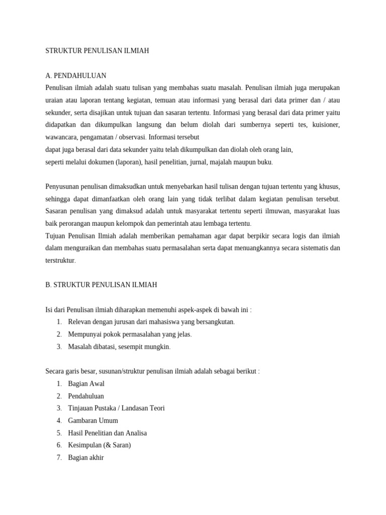 Struktur Penulisan Ilmiah | PDF