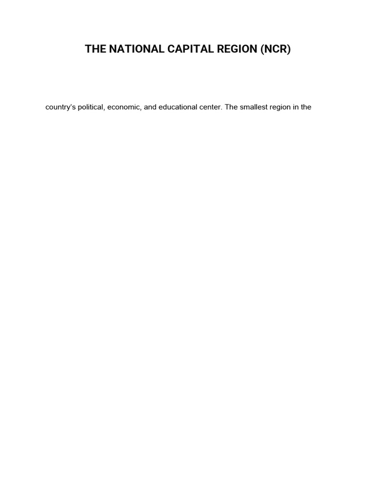 Overview of the National Capital Region | PDF | Metro Manila | Languages