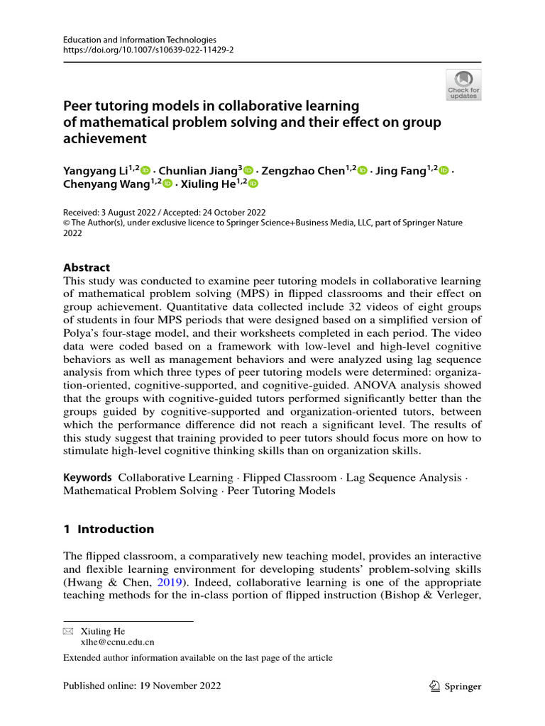 Li - Et Al - 2022 - Collaborative Learning Problem Solving | PDF