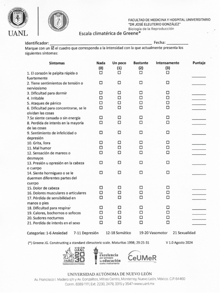 Escala Climatérica de Greene | PDF