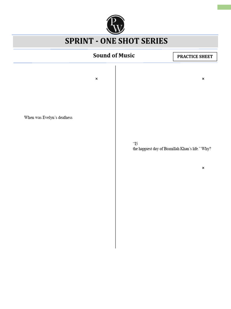 Practice Sheet - Questionnaires - Sprint One Shot - Pooja Ma'Am 20-12-2023 V.kewat PDF | PDF