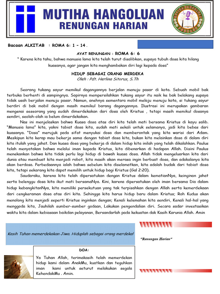 Hidup Sebagai Orang Merdeka | PDF