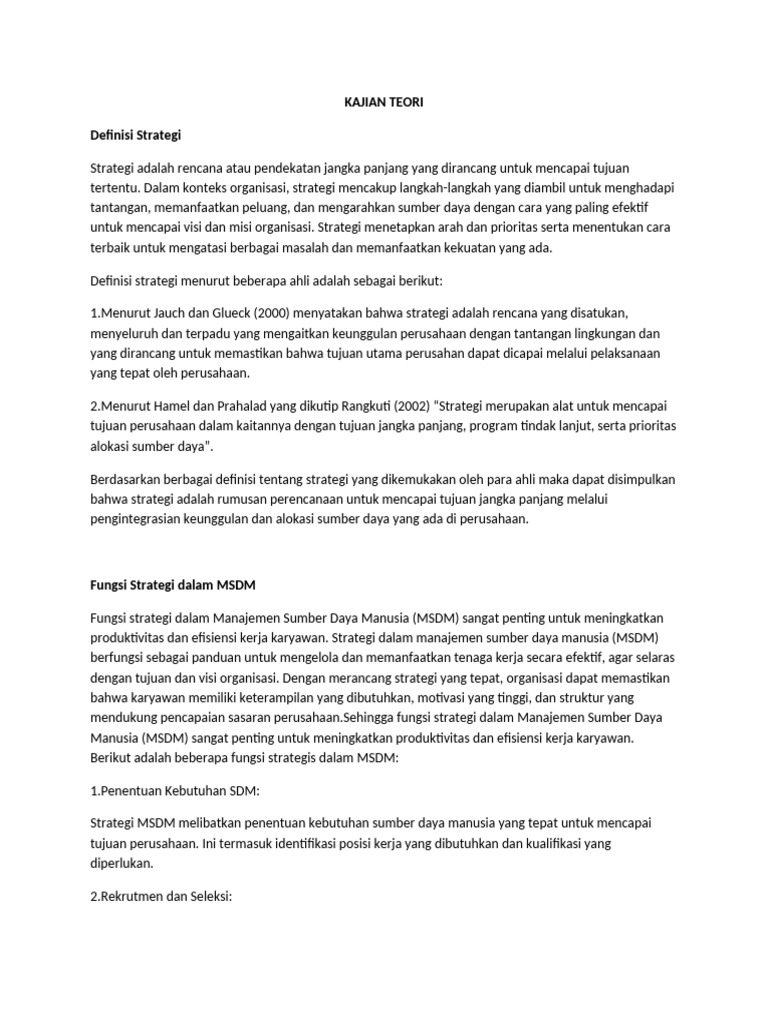 Kajian Teori (Strategi) Fix | PDF