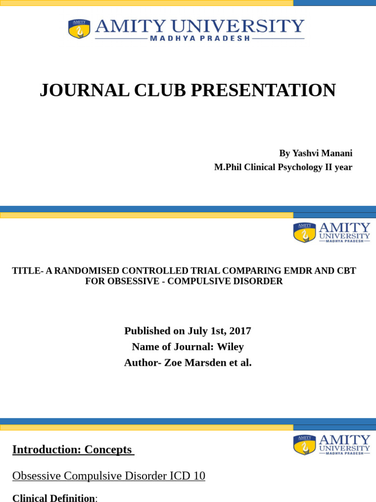 Journal Club Presentation Cbt | PDF