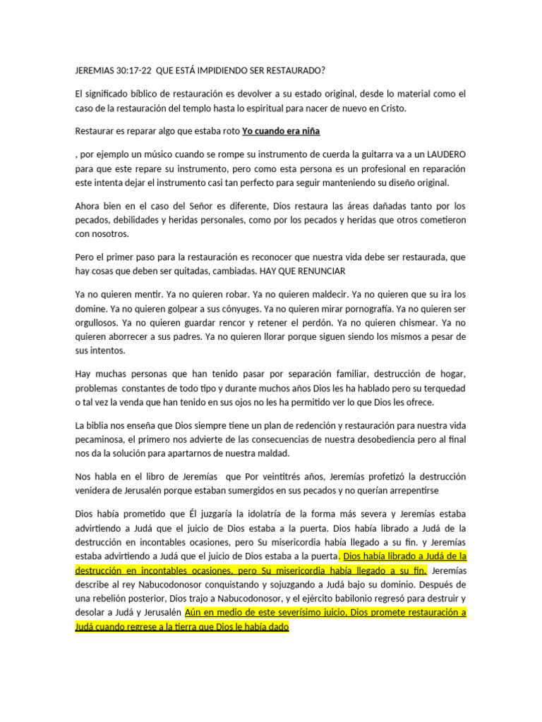 DIOS RESTAURA | PDF