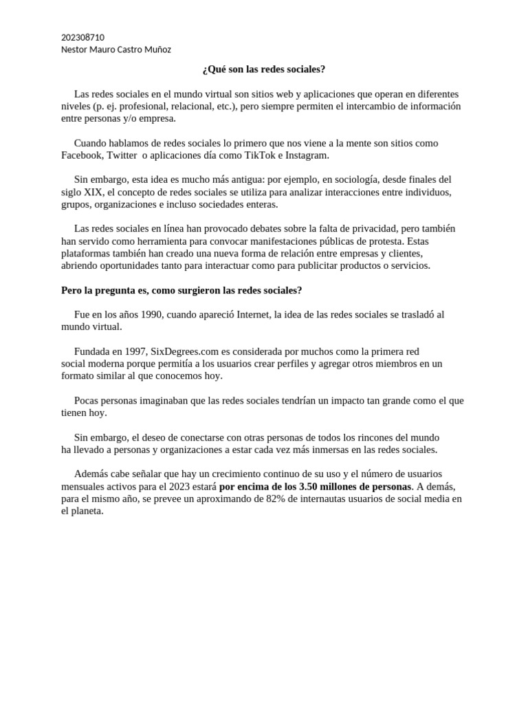Que Son Las Redes Sociales Castro | PDF Que Son Las Redes Sociales Castro | PDF