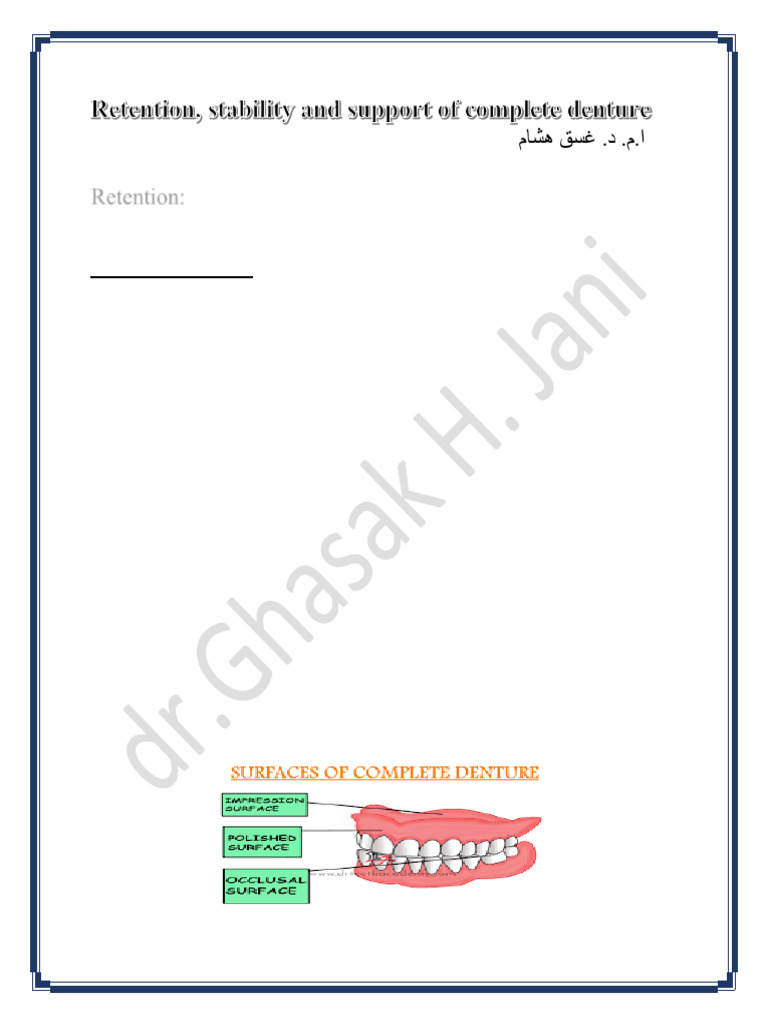 Retention, stability & support of CD | PDF
