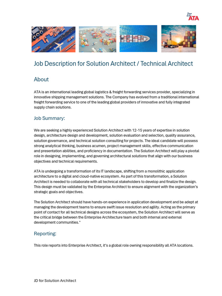 JD For Solution Architect - v1 | PDF