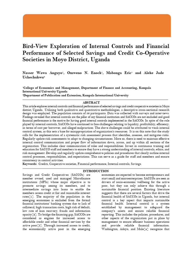 Bird-View Exploration of Internal Controls and Financial Performance of ...