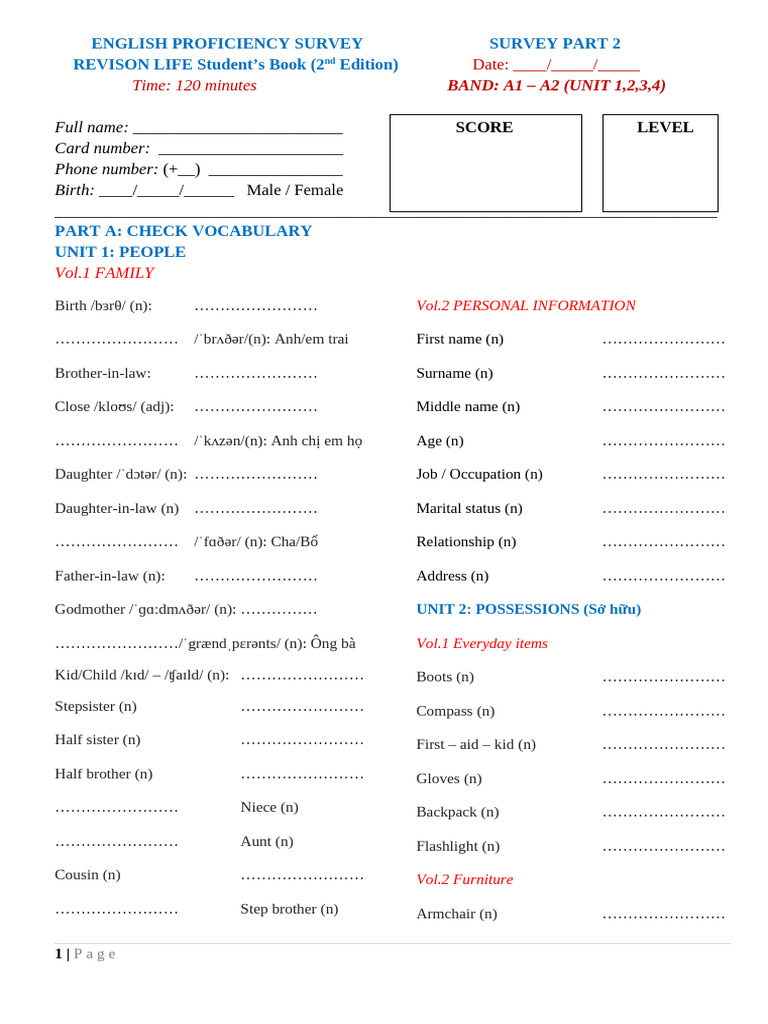 ENGLISH PROFICIENCY SURVEY SURVEY PART 2 | PDF