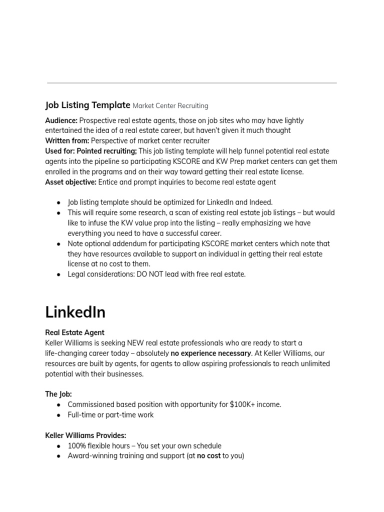 Linkedin: Job Listing Template | PDF