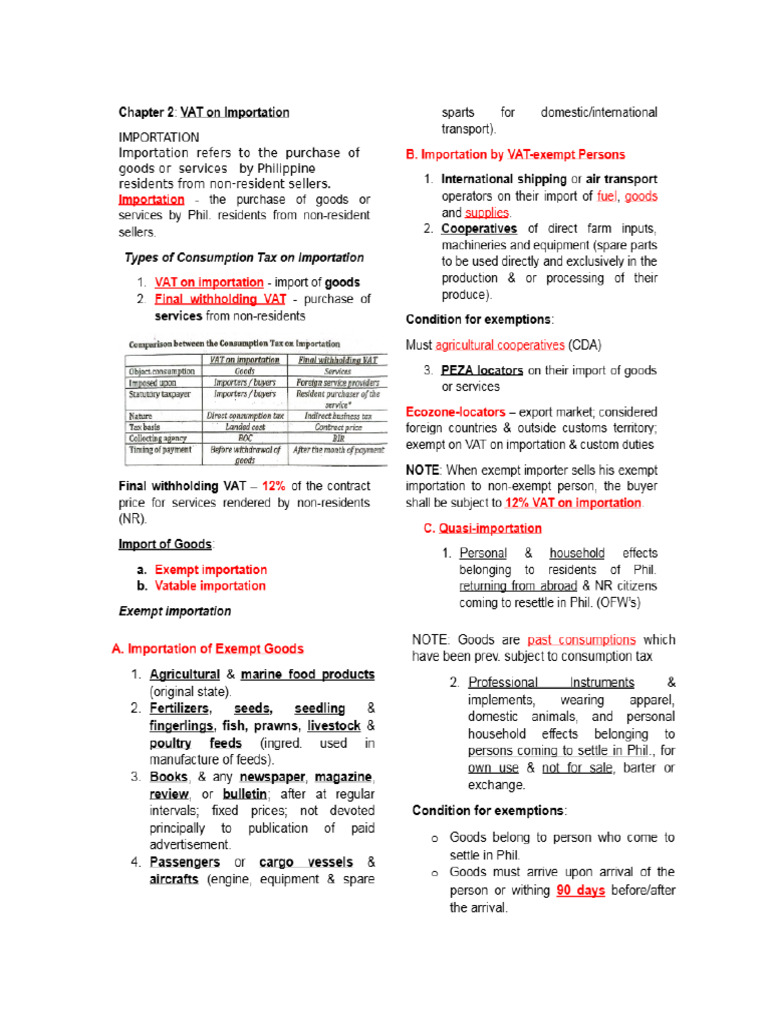 Handout2 - VAT On Importation | PDF