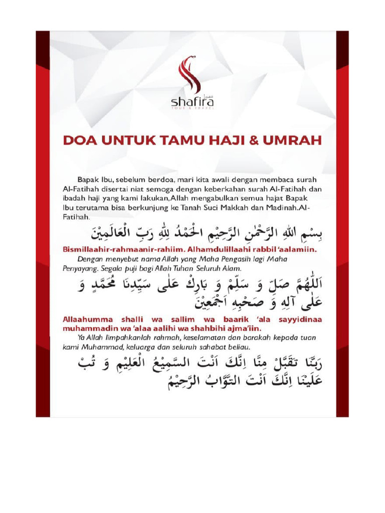 Doa Untuk Tamu Haji Dan Umroh | PDF