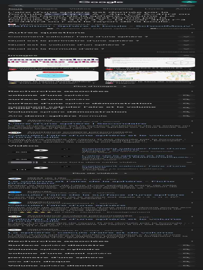 L'aire D'une Sphère Formule - Recherche Google | PDF