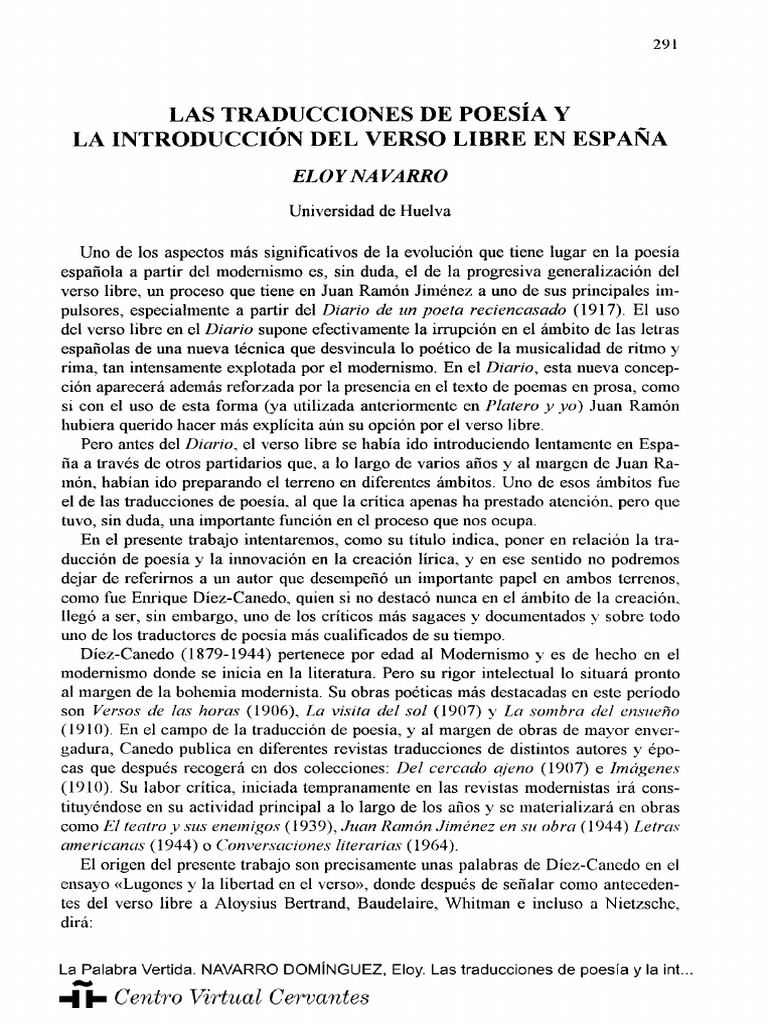 Verso Libre y Traducción en España | PDF | Poesía | Arte