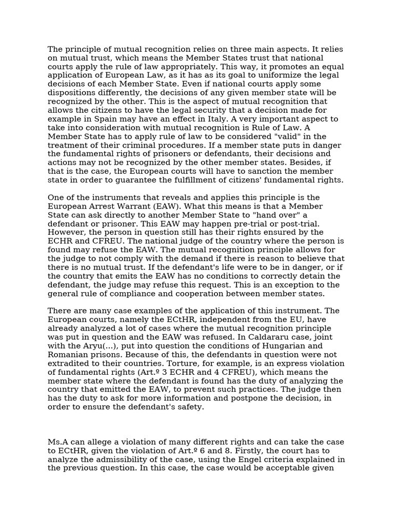 The Principle of Mutual Recognition Main Aspects | PDF