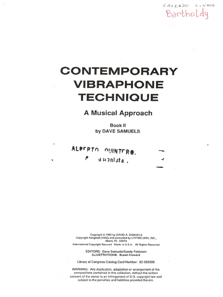 Contemporary Vibraphone Technique (Book II) - Dave Samuels | PDF