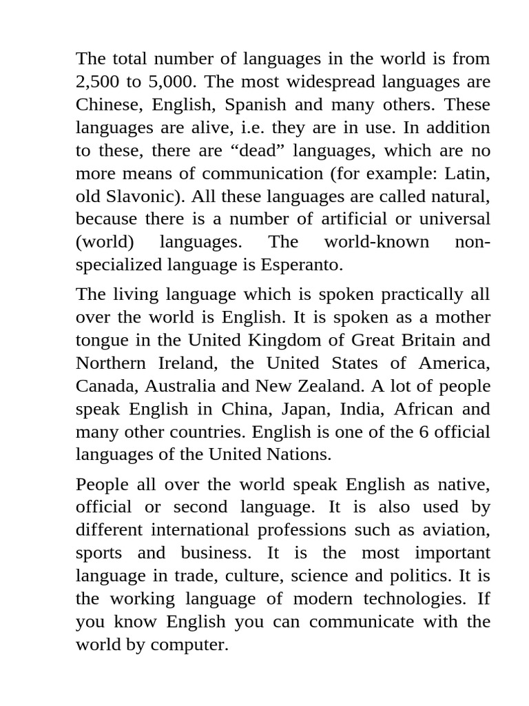 The Total Number of Languages in The World Is From 2 | PDF