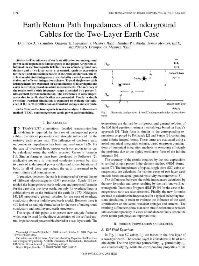 Earth Return Path Impedances of Underground Cables For The Two-Layer ...